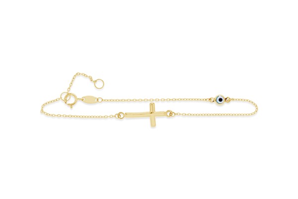 9Y CROSS & EVIL EYE BRACELET | Golden Mile Jewellery Manufacturers ...
